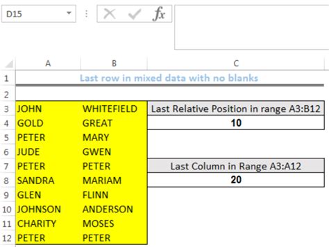 Excel Formula Last Row In Mixed Data With No Blanks Excelchat