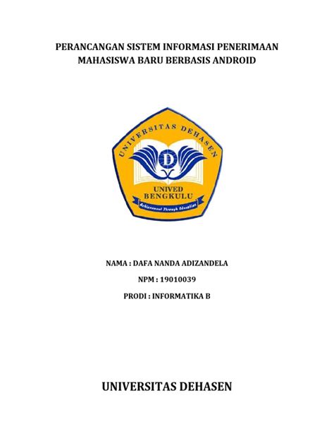 Perancangan Sistem Informasi Penerimaan Mahasiswa Baru Berbasis Android Pdf