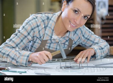 Woman Working On A Model Stock Photo Alamy