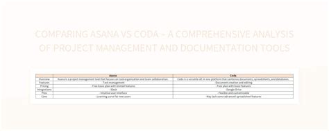 Free Coda Templates For Google Sheets And Microsoft Excel Slidesdocs