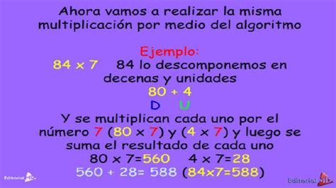 El Algoritmo de la Multiplicacion para Niños