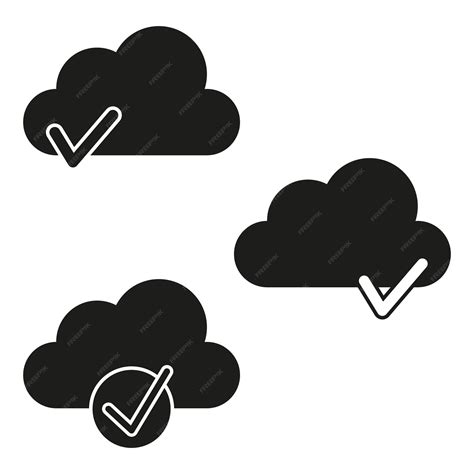 Premium Vector Black Cloud Icons Checkmark Symbols Cloud Computing Vector Simple Flat Design