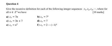 Solved Give The Recursive Definition For Each Of The