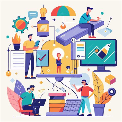 Premium Vector Collaborative Workflow And Project Management