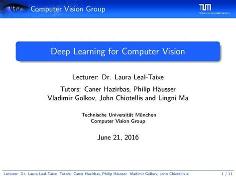 PDF Deep Learning For Computer Vision Computer Vision Group Deep Learning For Computer