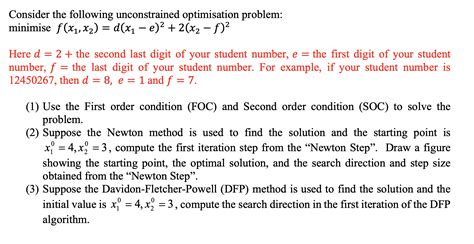 Solved Consider The Following Unconstrained Optimisation