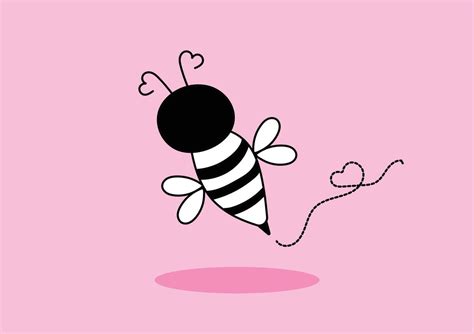 Cute Bee Doodle Style On A Pink Background 66431036 Vector Art At Vecteezy