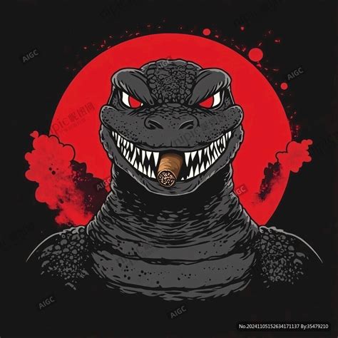 Ai创作图卡通霸气怪兽头像 恐龙头像印花 恐龙怪兽图案印花 哥斯拉 恐龙插画图案印花 扬子鳄插画 小恐龙t恤图案 卡通恐龙头像 创意插画恐龙