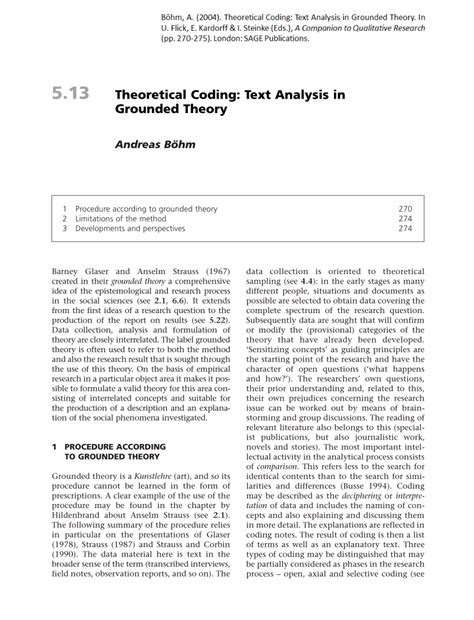 Pdf Chapter 5 13 Theoretical Coding Text Analysis In Grounded Theory