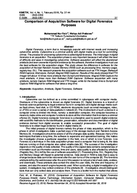 Pdf Comparison Of Acquisition Software For Digital Forensics Purposes