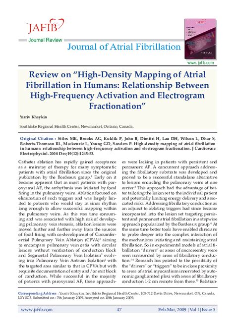 Pdf High Density Atrial Fibrillation Mapping Review