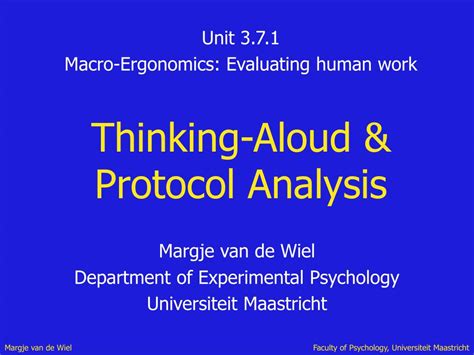 Ppt Thinking Aloud And Protocol Analysis Powerpoint Presentation Id4140745