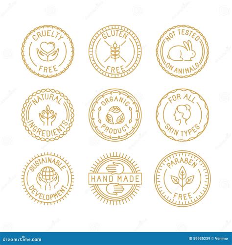 Vector Set Of Badges And Labels For Natural And Organic Cosmetic Stock