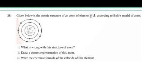 28 Given Below Is The Atomic Structure Of An Atom Of Element 1123 A Acc