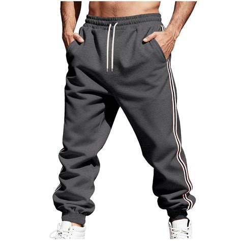 Kalauyu Sweatpants For Men Fleece Closed Bottom Pockets Tapered