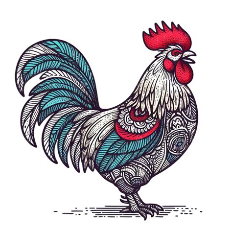 รูปภาพประกอบไก่แบบสมุดระบายสี 3 มิติ Png สมุดระบายสี 3 มิติ ภาพประกอบไก่สไตล์ ไก่ตัวผู้ภาพ