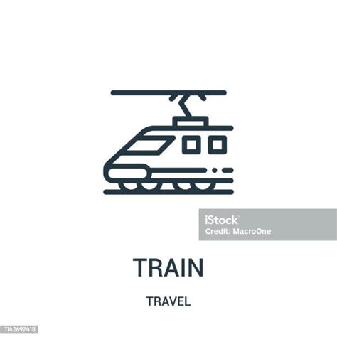 여행 컬렉션에서 기차 아이콘 벡터입니다 얇은 라인 기차 개요 아이콘 벡터 일러스트 레이 션입니다 웹 및 모바일 앱에서 사용 하기 위한 선형 기호 인쇄 미디어 교통에 대한