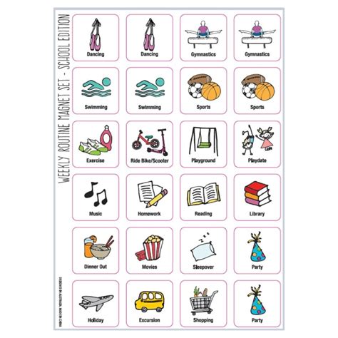 Weekly Routine Chart Set Flexible Magnetic School Edition Preppd