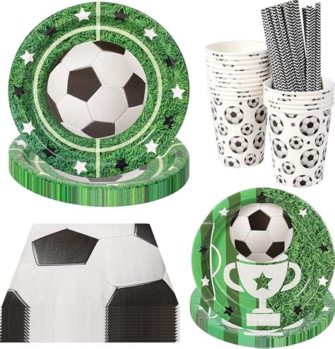 Phogary 93 Teiliges Fußball Partygeschirr Set Für 16 Gäste Fussball