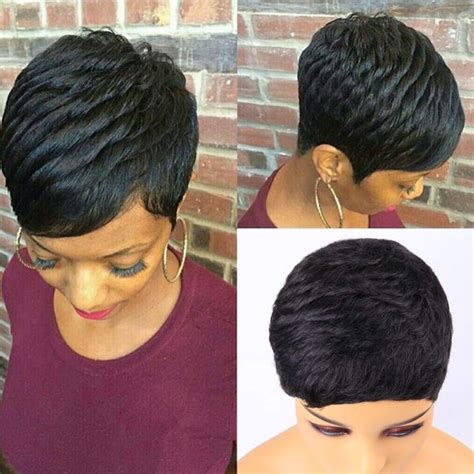Short Human Hair Pixie Wigs Pixie Cut Short Black Wavy Wigs Layered