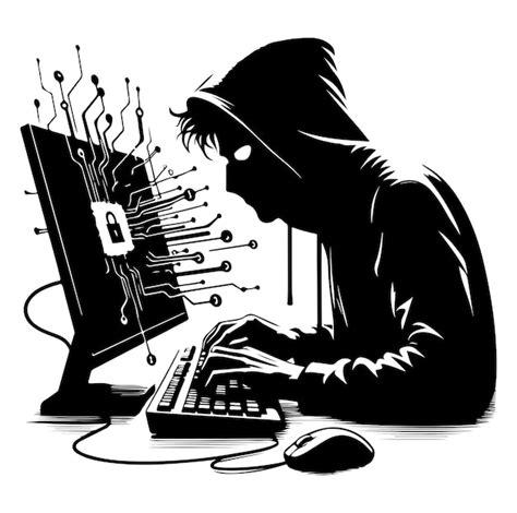 Computer Hacker Silhouette Vector Illustration Premium Ai Generated Vector