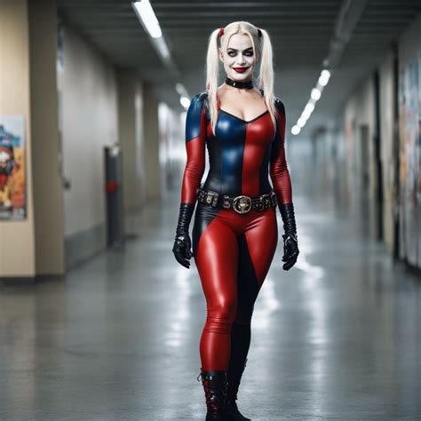 Margot Robbie Cosplaying As Harley Quinn Spandex By 2024darwin On