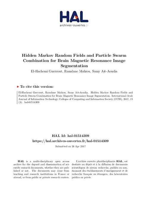 Pdf Hidden Markov Random Fields And Particle Swarm Combination For