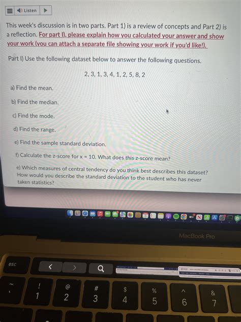Solved Find Mean Median Mode Range Sample Standard De