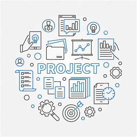 Ejemplo Redondo Del Vector Del Proyecto En La Línea Estilo Fina Ilustración Del Vector