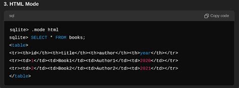 Sqlite How To Format Your Query Results With The ` Mode` Command