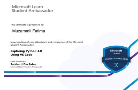 Muzammil Fatima On Linkedin Python Codingjourney Vscode Certificateachievement