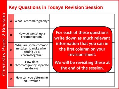 Aqa Gcse Chromatography Revision Session Teaching Resources
