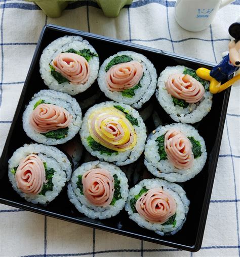 봄나들이 도시락 장미꽃 김밥 만들기