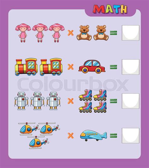 Worksheet Template For Easy Multiplication Illustration Colourbox