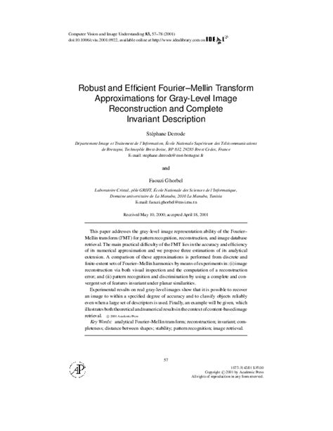 Pdf Robust And Efficient Fourier Mellin Transform Approximations For Gray Level Image