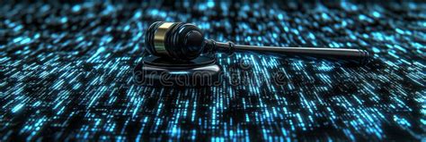 gavel and binary code legal technology cyber law concept justice