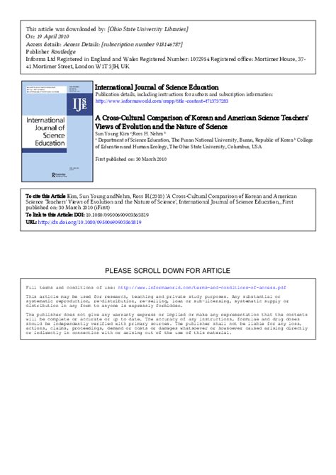 Pdf A Cross Cultural Comparison Of Korean And American Science Teachers Views Of Evolution