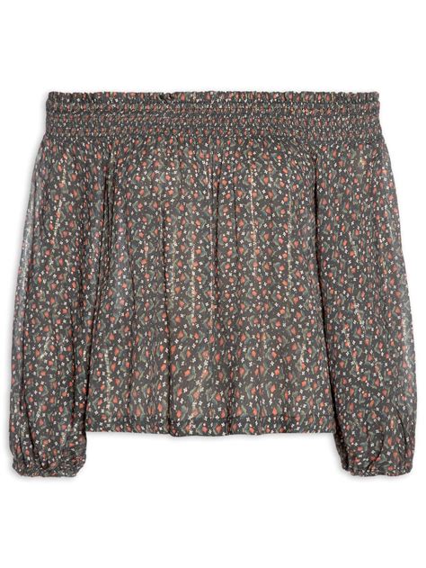 Blusa Feminina Ombro A Ombro Estampa Serena Preto Maria Filó
