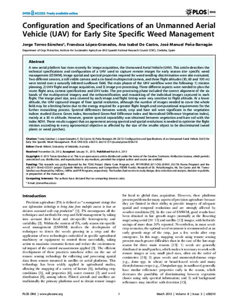 Pdf Configuration And Specifications Of An Unmanned Aerial Vehicle Uav For Early Site