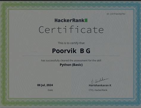 Completed Python Basics On Hackerrank Poorvik Bg Posted On The Topic