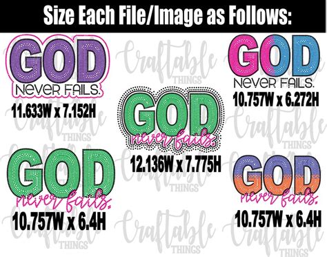 God Never Fails Bundle Digital Rhinestone Template Ss10 Etsy