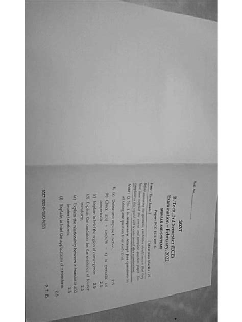 2022 B Tech 3rd Sem Signals And Systems Pdf