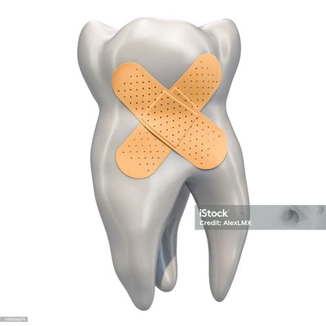 치아 접착제 접착 테이프와 함께 합니다 치과 복구 개념 3d 렌더링에 고립 된 흰색 배경 반창고에 대한 스톡 사진 및 기타 이미지 Istock