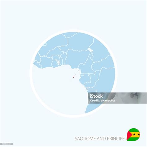 상토메와 프린시페의 지도 아이콘 붉은 색의 상 토메와 프린시페를 강조한 중앙 아프리카의 파란색지도 0명에 대한 스톡 벡터 아트 및 기타 이미지 Istock