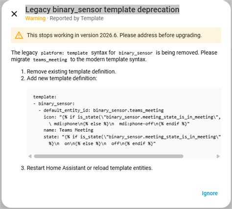 Legacy Binarysensor Template Deprecation Configuration Home