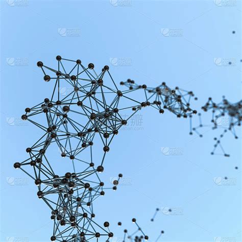 基因线和节点，生物基因结构，3d渲染。