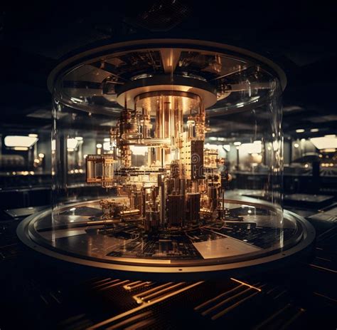 Cylindrical Data Storage Center Quantum Computing Database Cloud Computing Concept Stock