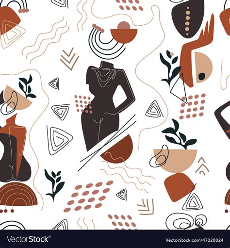 Abstract Art Seamless Pattern With Woman Body Vector Image