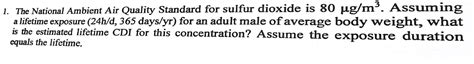 Solved 1 The National Ambient Air Quality Standard For Sulfur Dioxide