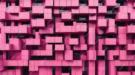 Abstract Pink Geometric Architecture Blocks Pattern Modern Building Facade Design 3d Rendering